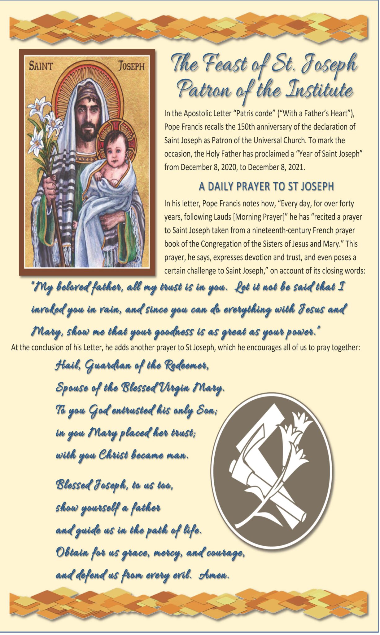 Happy Feast Day of St. Joseph! - Brother Martin High School